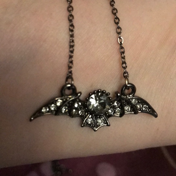 Jewelry | Bat Wings Necklace Black And Diamond Rhinestones | Poshmark